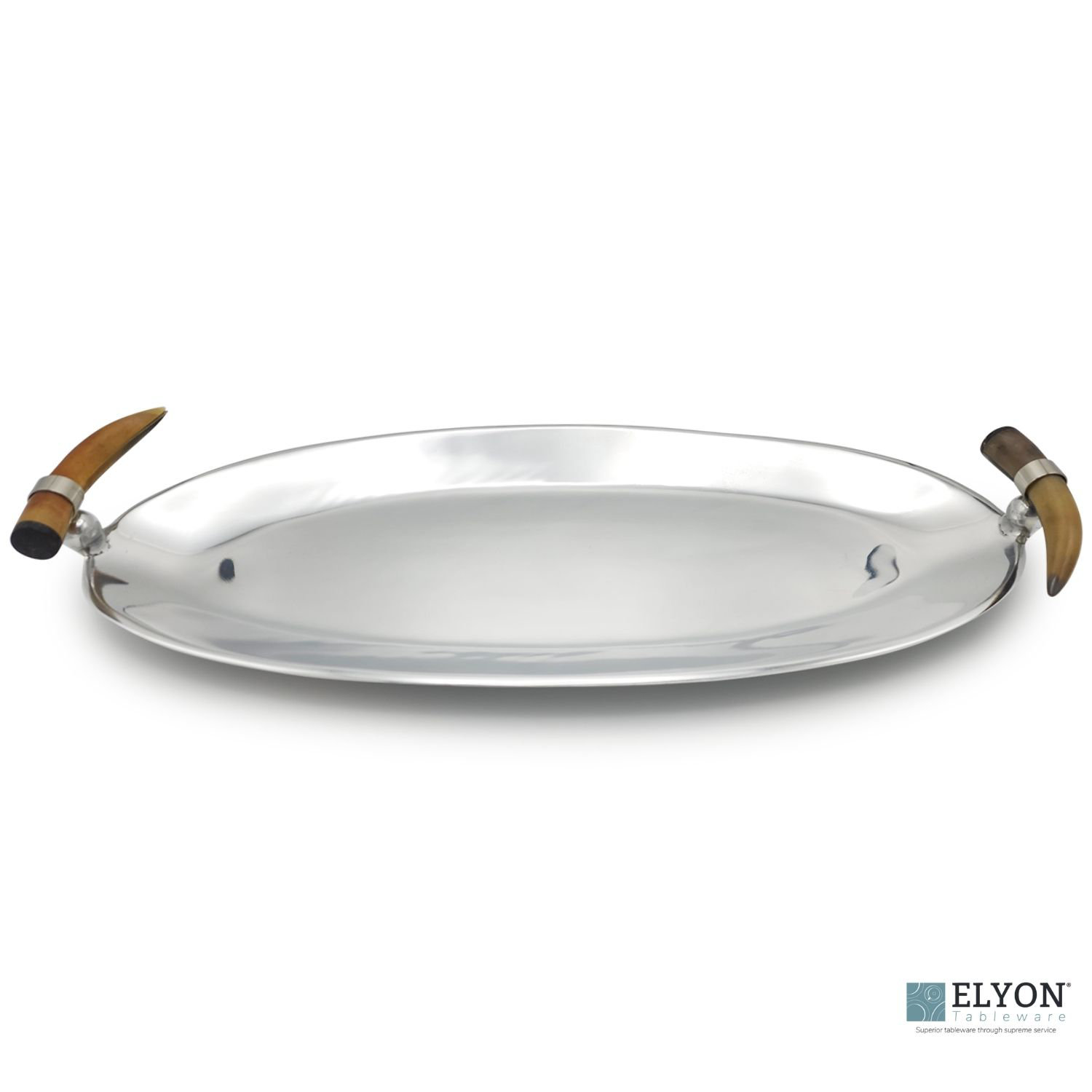 Elyon Tableware Savanna Elegance 22" Oval Serving Tray Platter Handmade Horn Handle | Wayfair